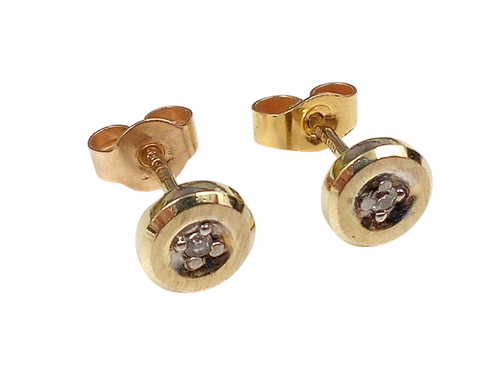 9ct Yellow Gold 375 Earrings Sparkling Diamond Design Stud Style 1.05g ...