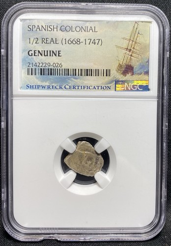 SHIPWRECK 1668-1747 AD, Spanish Colonial 1/2R Silver SEA SALVAGED Real ...