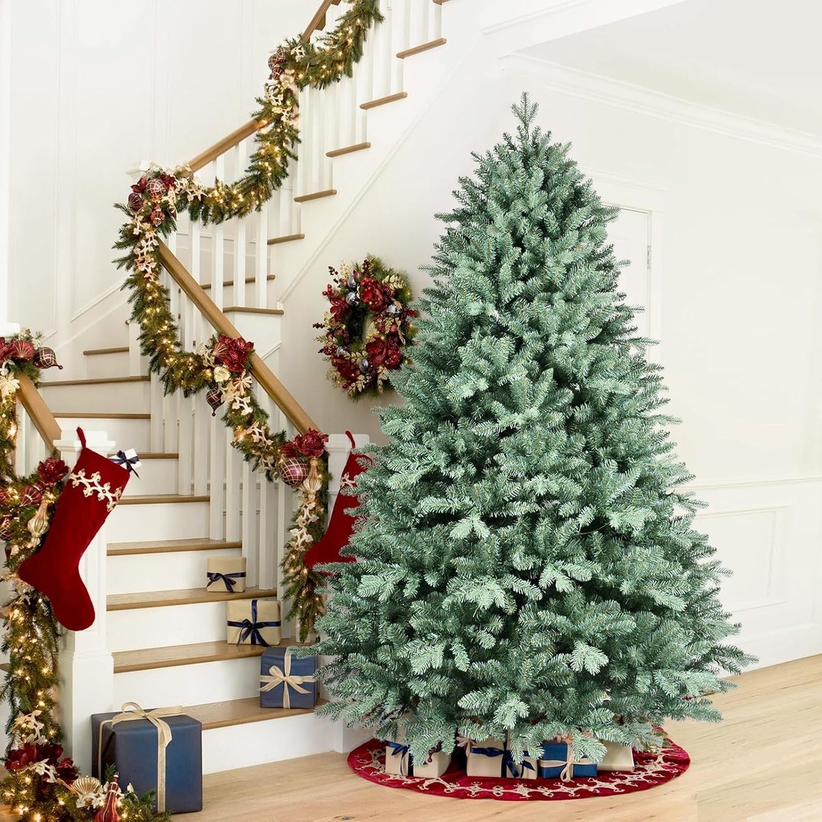 9 Blue Spruce Christmas Tree Amazon.com: 9 FT Prelit Artificial Skinny