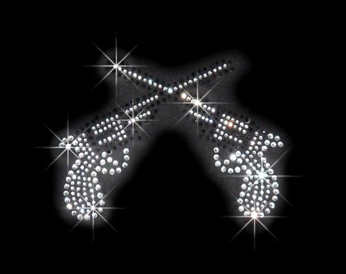 CROSSED DUAL GUNS RHINESTONE IRON ON TRANSFER BLING HOT | eBay