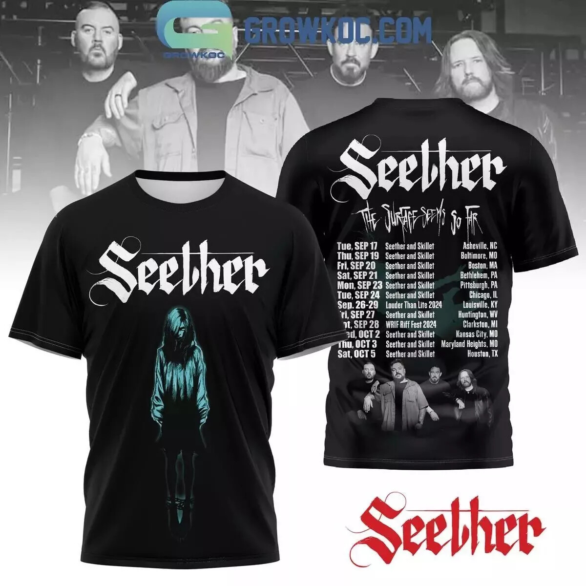 Seether The Surface Seems So Far Tour 2024 3D T-Shirt - Gem
