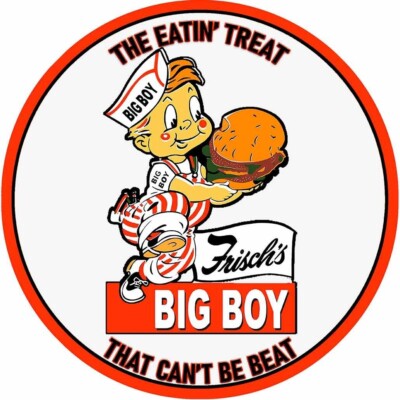 Frisch's Big Boy Figure Running 14" Round Metal Sign | eBay