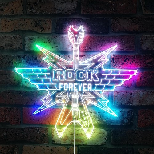 ADVPRO Guitar Rock Forever Brick Wall Lightning RGB Dynamic Glam LED ...