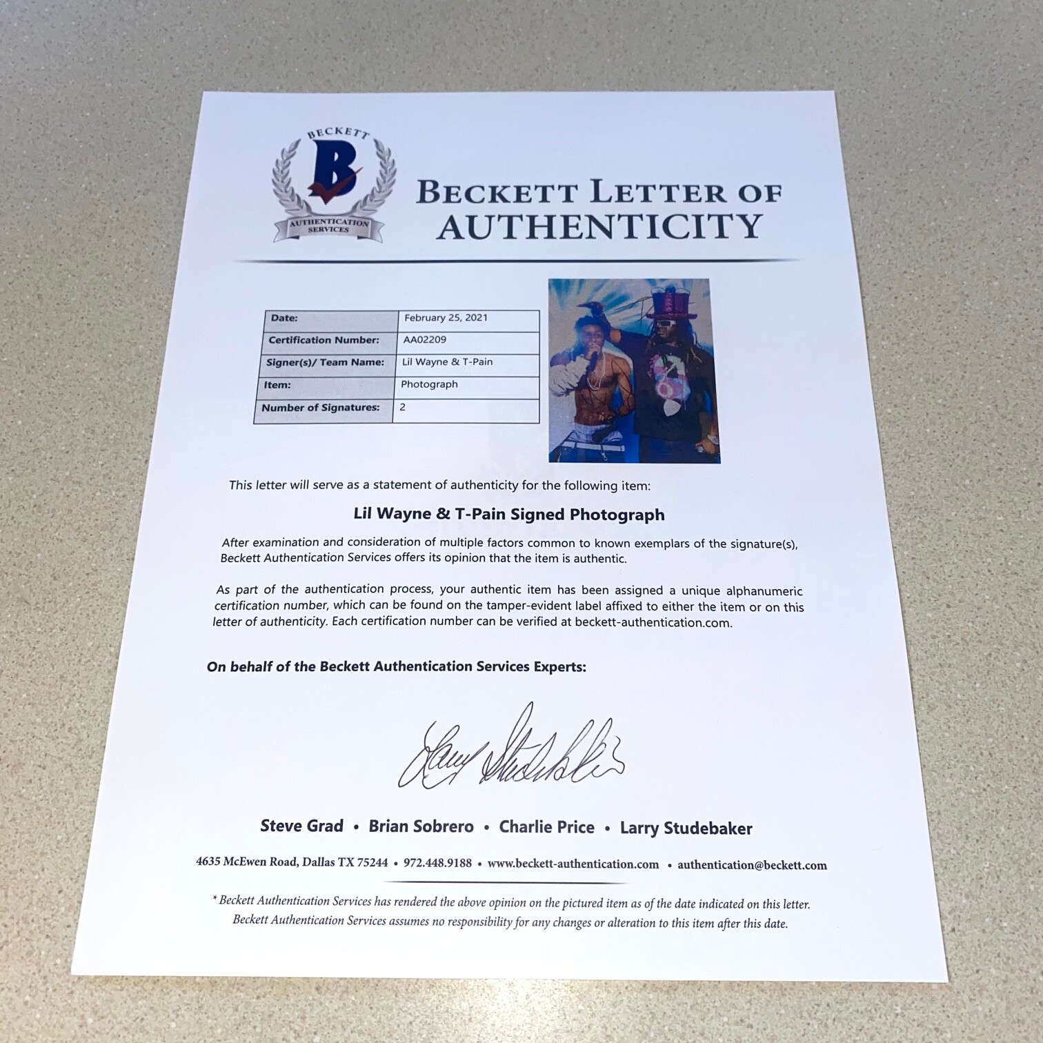 LIL WAYNE & T-PAIN signed autographed 11X14 MR CARTER BECKETT BAS LOA ...