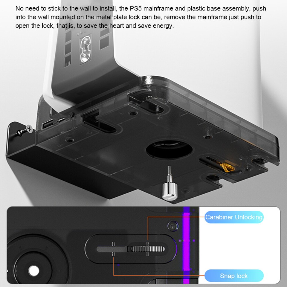 Wall Mount Stand Holder RGB Handle Storage Rack for PS5 Pro/PS5 Slim ...