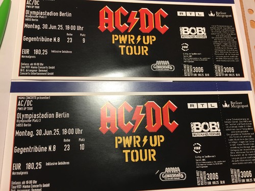 AC/DC 2 TICKETS unter dem Originalpreis Top Sitzplätze in BERLIN UNTERRANG N8 | eBay.de