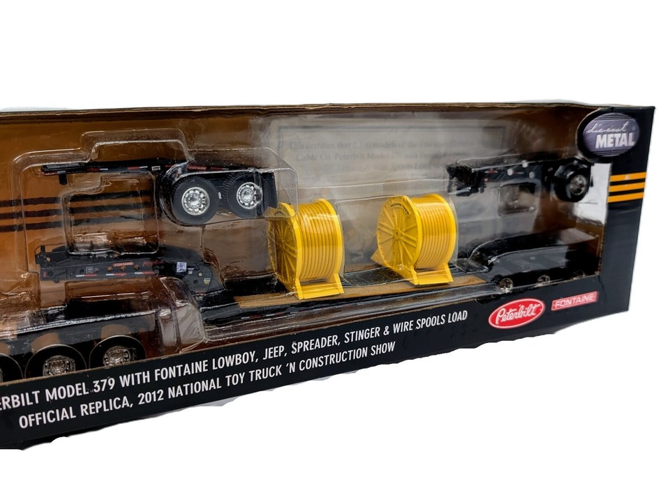 1/64 HWC Peterbilt Model 379 w/ Fontaine Lowboy & Wire Spools Load By ...