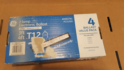 (4) GE 2 Bulb 120V T12 Electronic Fluorescent Light Ballasts. Box of 4 ...