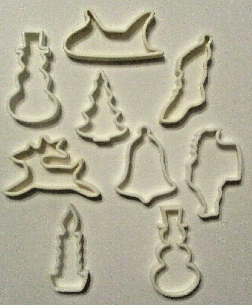 Lot of Nine (9) White Plastic ASSORTED Cookie Cutters Good Condition | eBay