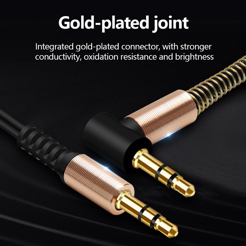 3.5mm Jack Audio Cable Car Spring AUX Cable Gold Plated Jack Male to ...