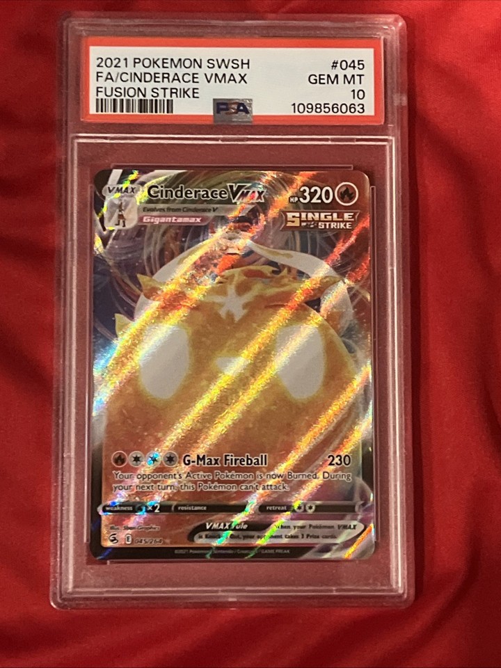 2021 POKEMON SWORD & SHIELD FUSION STRIKE #045 FULL ART/CINDERACE VMAX ...