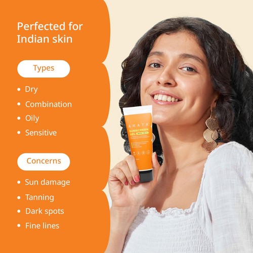 Arata Sunscreen Gel With Pomegranate & Red Raspberry For SPF 50 & PA ...