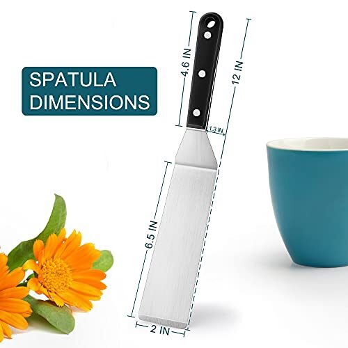 2 Pcs Long Narrow Metal Spatula Set Stainless Steel Turner Flipper For ...