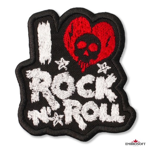 I Love Rock n Roll Symbol Emblem Embroidered Patch Iron On SIZE: 2.5"x2 ...