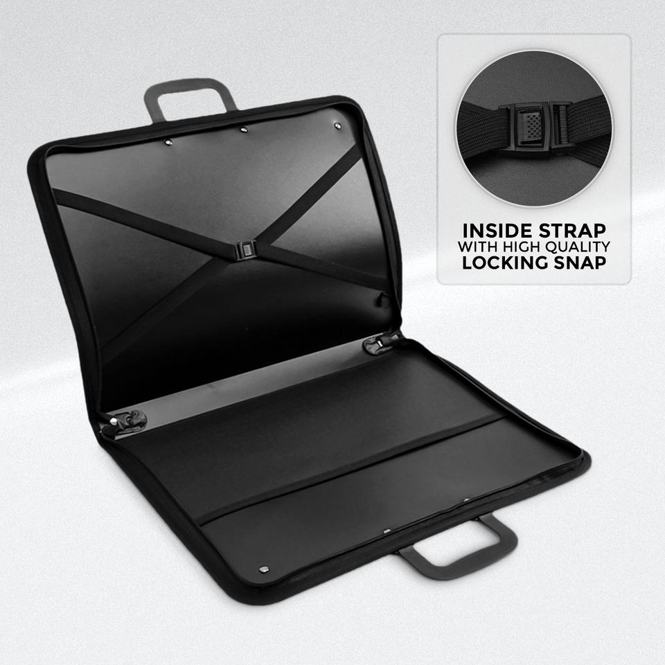 A2 DESIGN PORTFOLIO WATER PROOF BLACK CASE ART WORK PAINTING FOLDER BAG ...