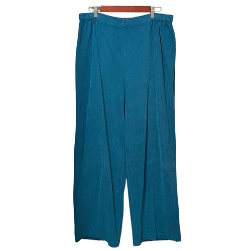 Flax Teal Linear Pant Wide Leg Stretch Lagenlook Size Large | eBay