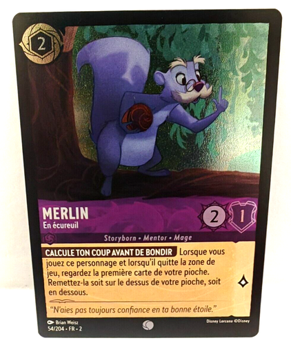 Carte Disney LORCANA 2 Merlin En écureuil 54/204 BRILLANTE FOIL | eBay