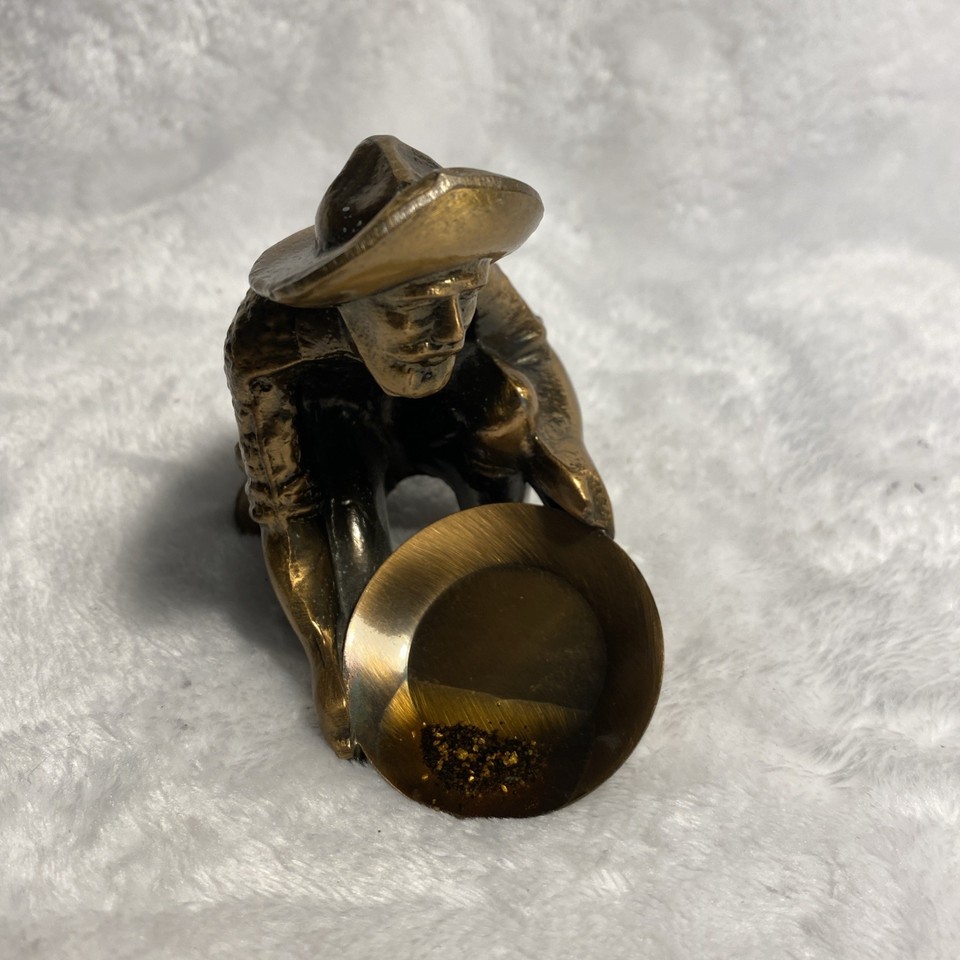 Solid Brass Gold Miner Prospector Statue Reproduction Jeep Willy Very ...