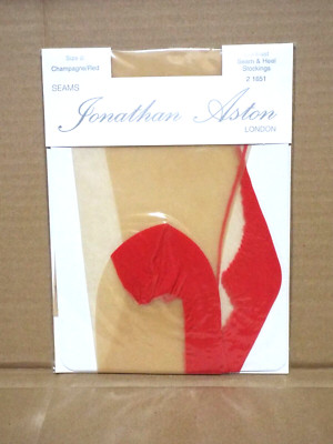 'Jonathan Aston' Contrast Seam & Heel Stockings Size B Champagne/Red ...