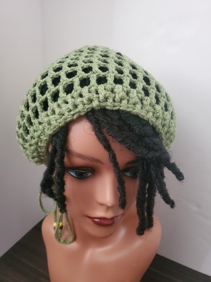 Crochet Flower Tam Slouch Hat With Drawstring Handmade One Size | eBay