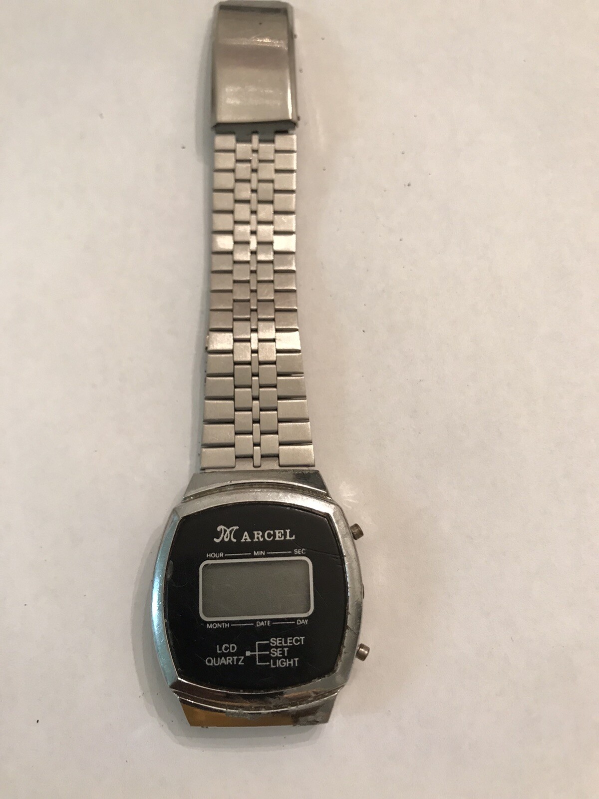 Vintage Marcel LCD Quartz Watch 1970’s Silver Color (Stainless Steel ...