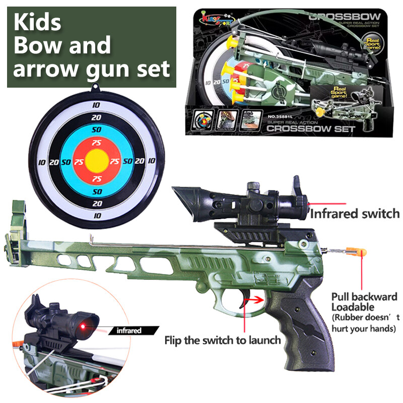 Childrens Outdoor Sport Shooting Toy Set Mini Bow and Arrow Gun Boys ...