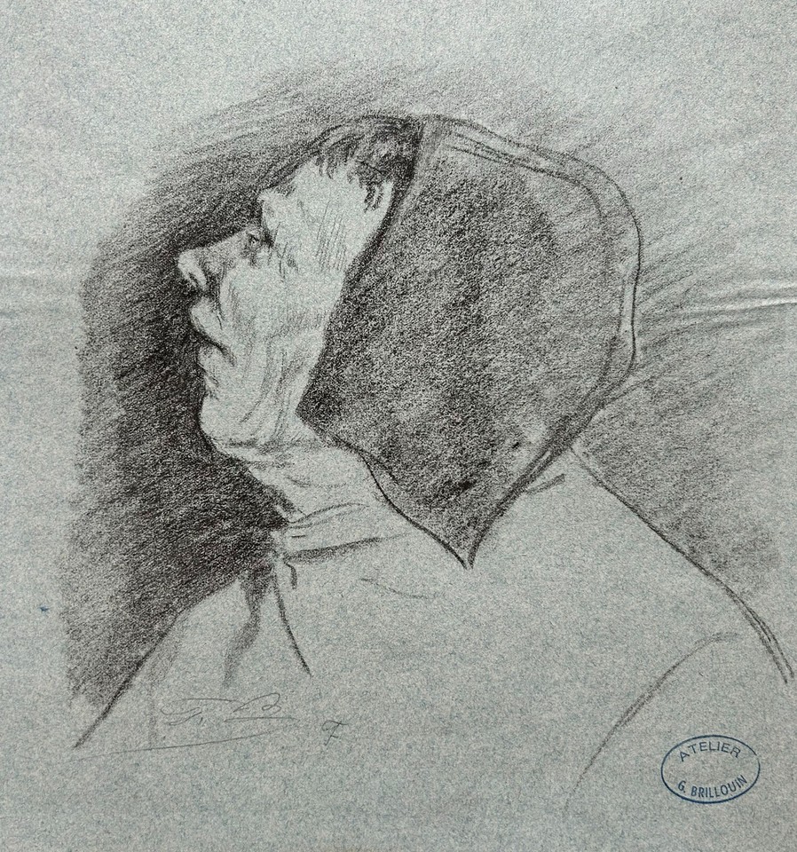 BRILLOUIN Georges - [Portrait d'homme de profil gauche]. 19e. DESSIN ...