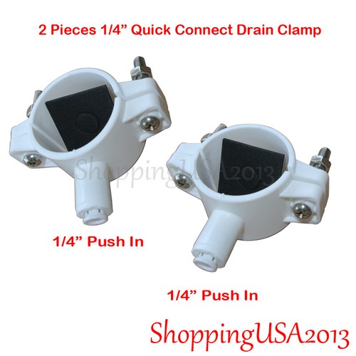 2 Drain Clamp 1/4" Quick Connect Push In Water Filter RO Reverse ...