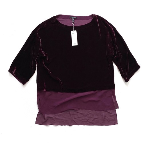 Eileen Fisher Nwt Bateau Neck Layered Velvet & Silk Rasinette Top ...