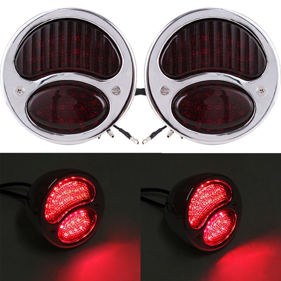 2x LED Custom Hot Rat Street Rod Tail Lights Duolamp Taillight For Ford ...