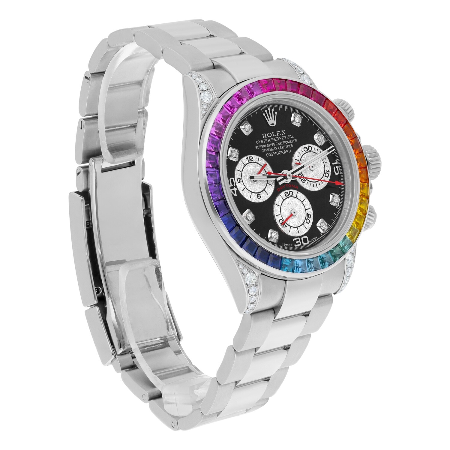 Rolex Cosmograph Daytona Stainless Steel Rainbow Diamond Watch 116520 ...