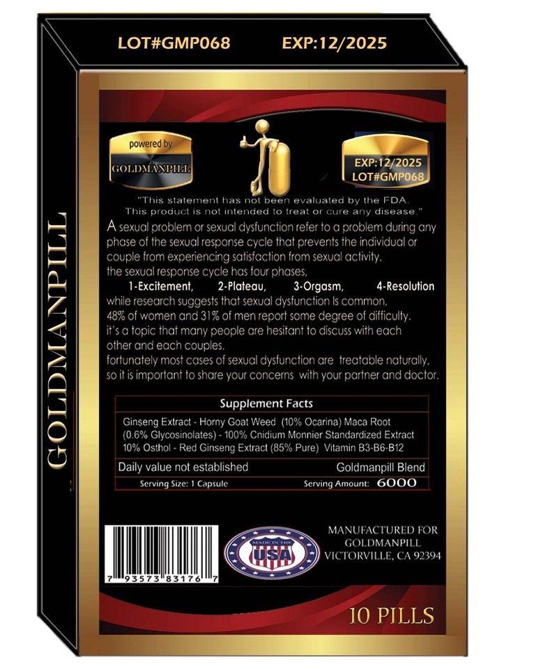 Go Goldman, Natural Male Enhancement Pill GUARANTEED POWERFUL ERECTION ...