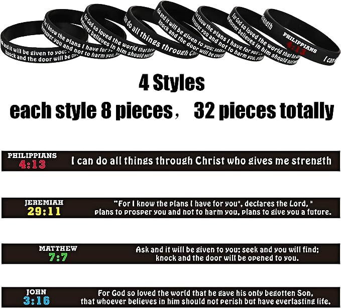 Religious Silicone Wristbands Christian Bible Verses Bracelets ...