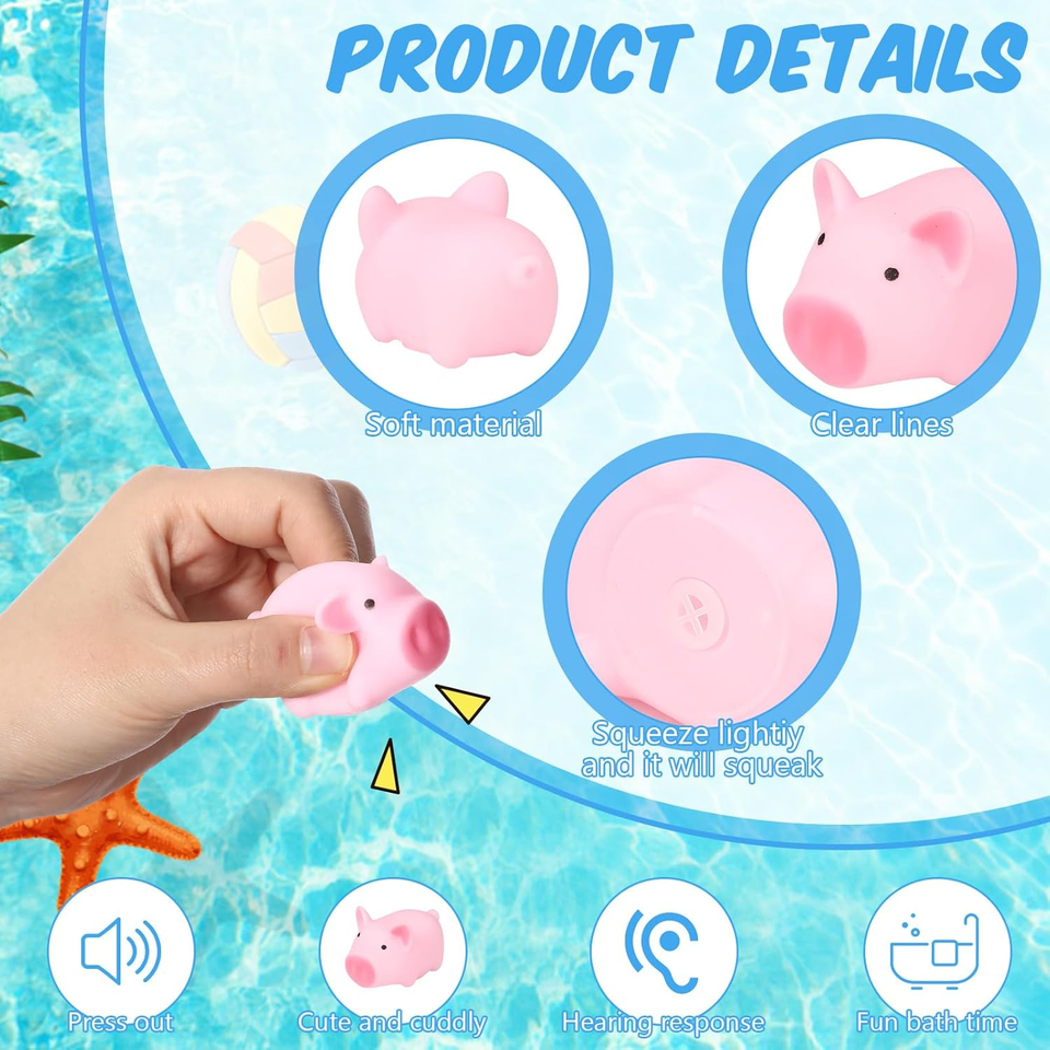 100 Pcs Rubber Pig Bath Toy Bulk Mini Pig Toys Float and Squeak Pig Toy ...