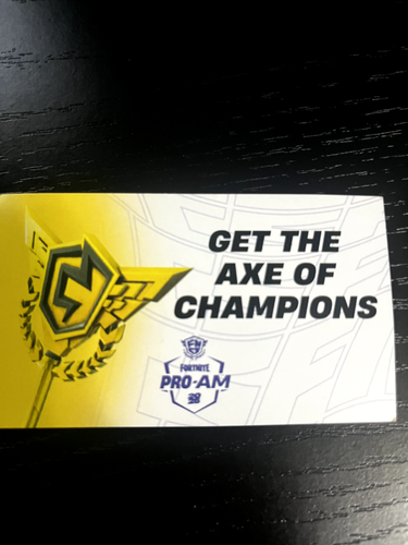 NEW/UNUSED- FNCS Axe Of Champions Card and Code; Pro-Am Exclusive | eBay
