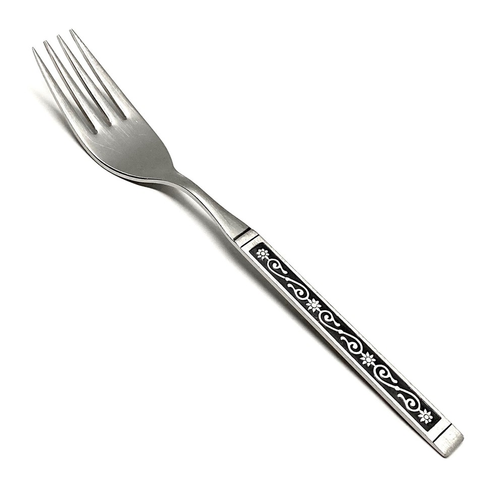 Oneida MIDNIGHT Stainless S.S.S. Black Accent Floral Silverware ...