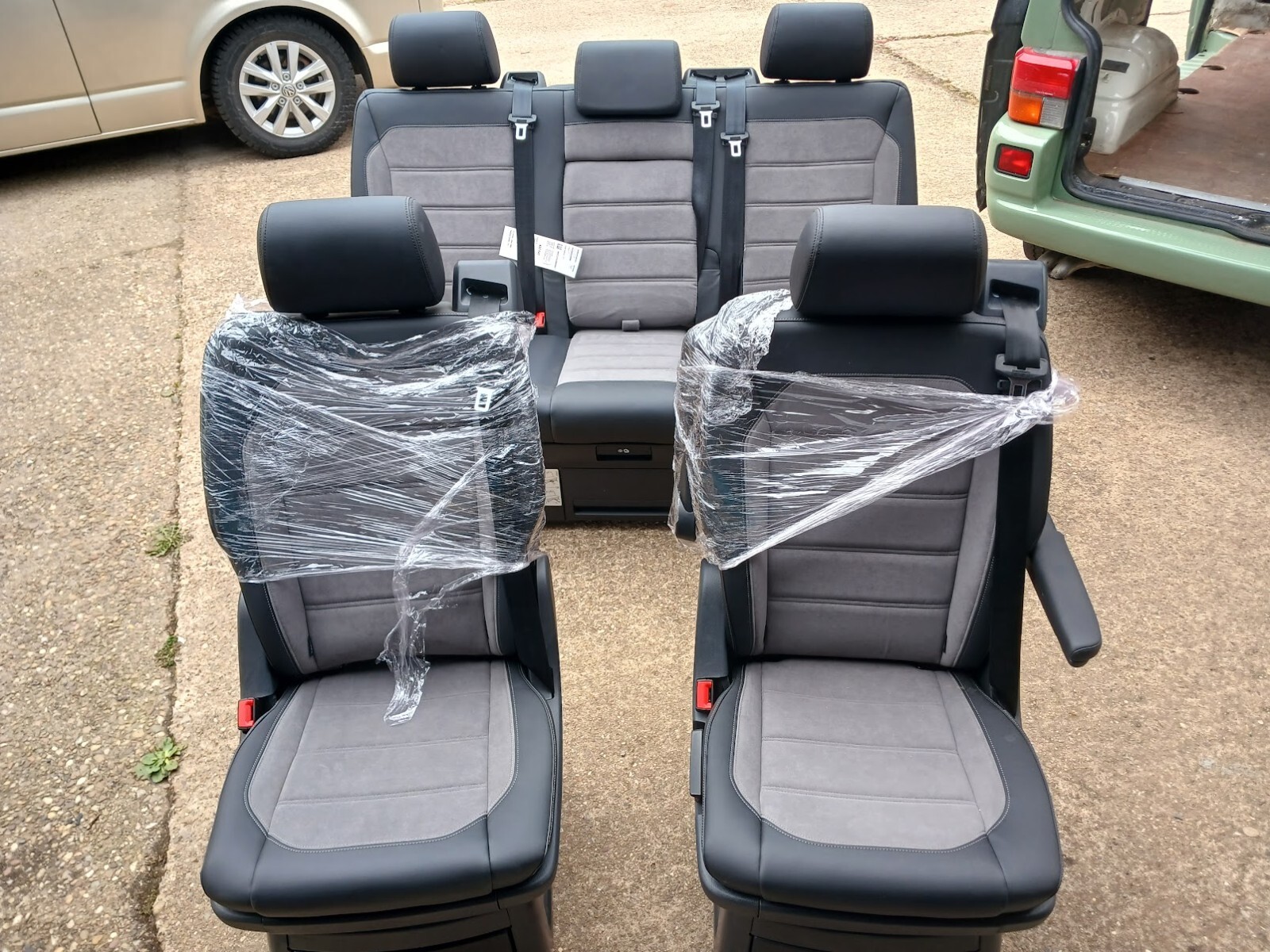 VW Caravelle transporter T5 T6 rear seats singles - bench bed leather ...