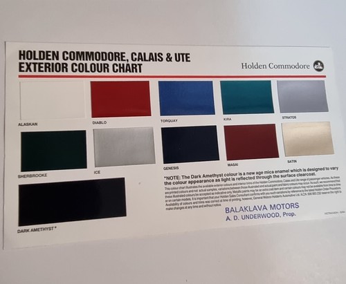 Original Holden Commodore Calais Ute VR Exterior Body Interior Colour ...
