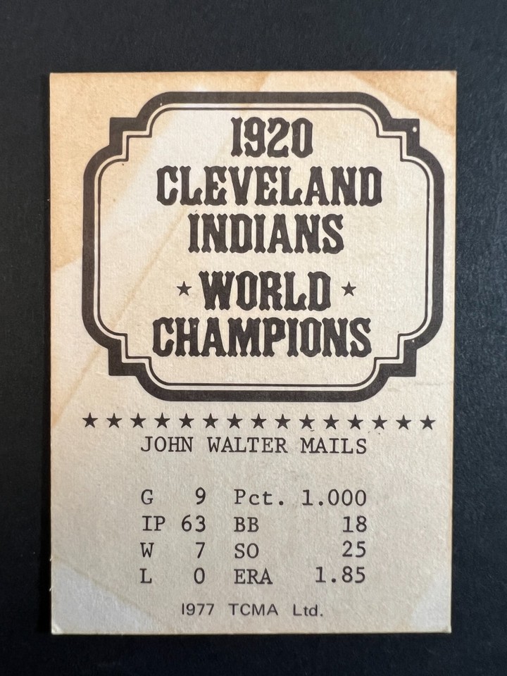 1977 TCMA 1920 Cleveland Indians Duster Mails | eBay