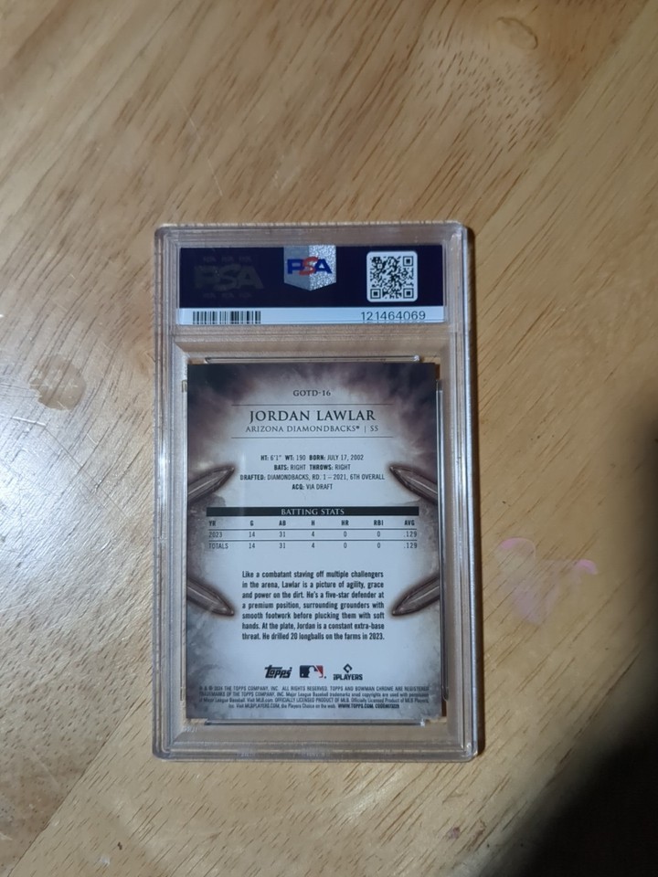2024 Bowman Chrome Gladiators of The Diamond Jordan Lawler PSA 10 RC SP ...