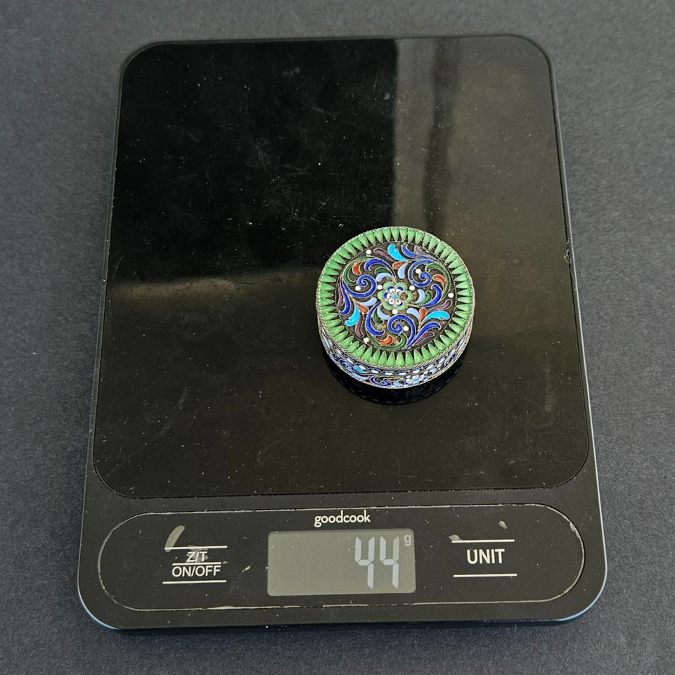 Antique Imperial Russian 84 Silver Cloisonne Enamel Pill Snuff Box | eBay