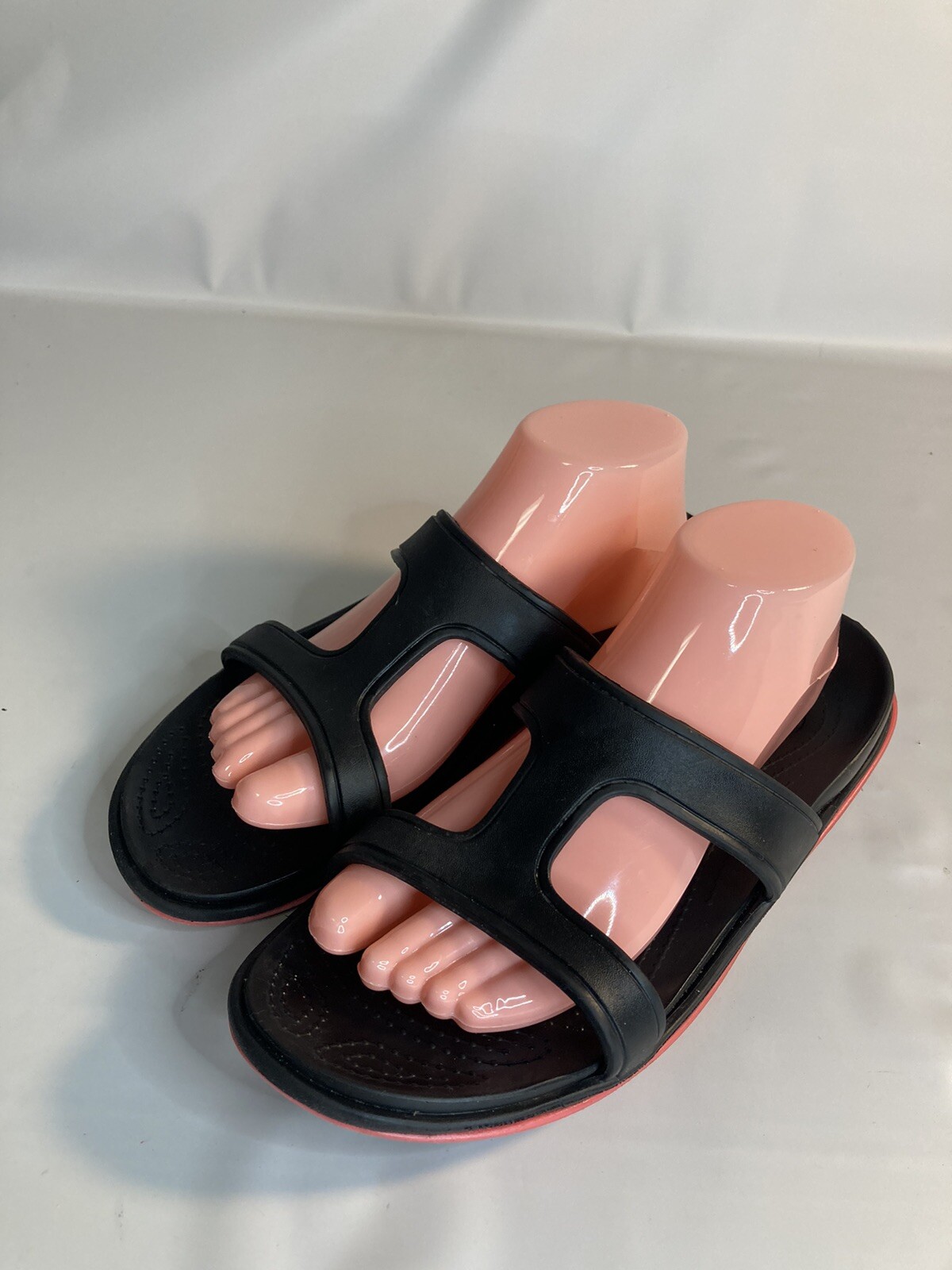 Crocs Womens slide Open Toe black red sandals 11 - Gem