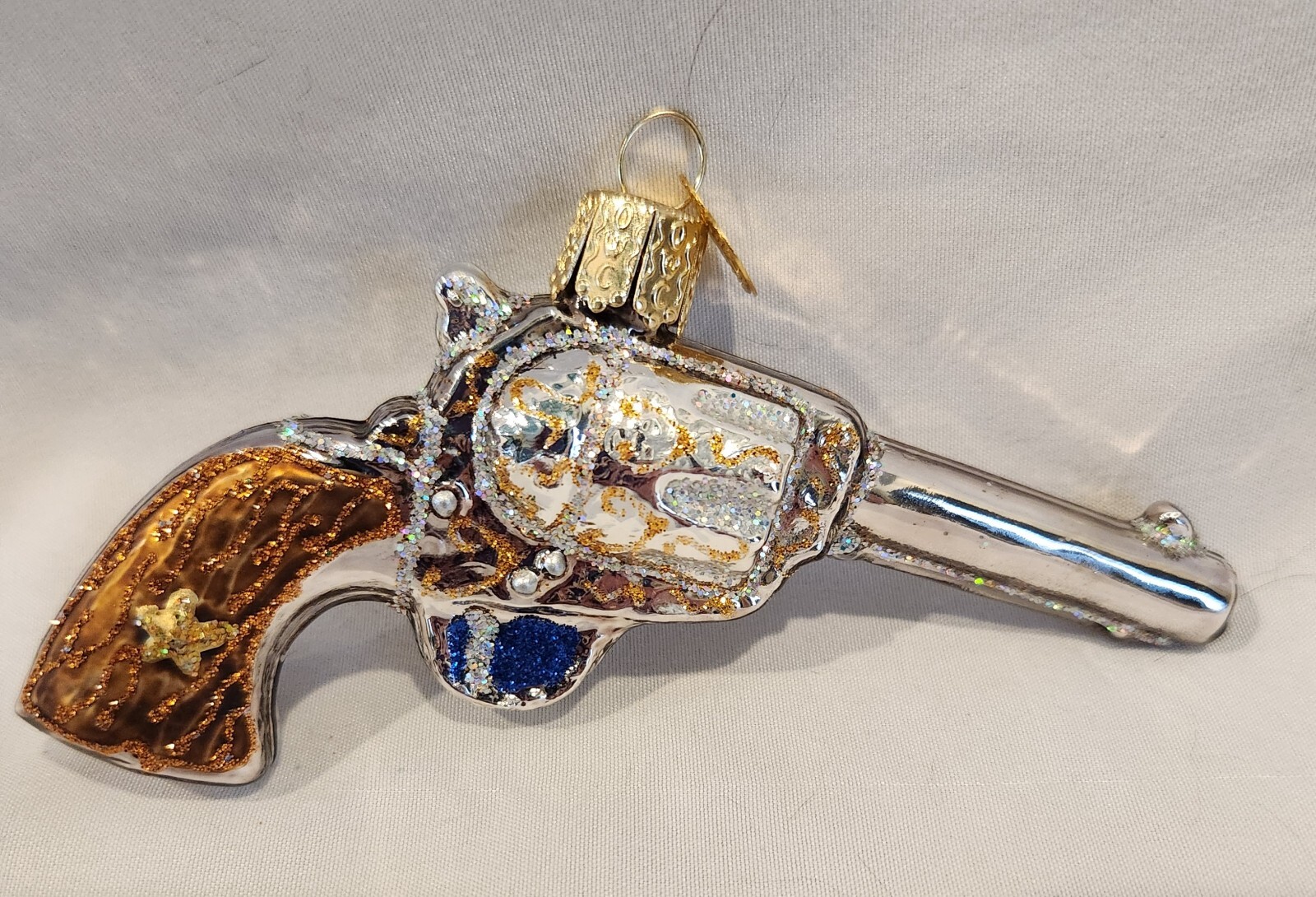 5 Old World Christmas Western Revolver Gun Glass Tree Ornaments OWC | eBay