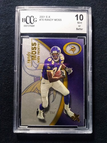 Randy Moss 2001 Fleer Trading Card #76 BCCG 10 Mint Football Minnesota ...