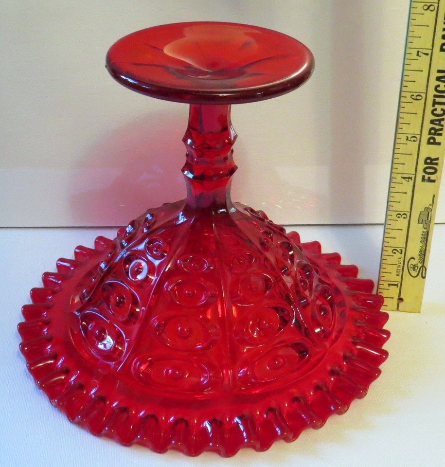 Vintage Viking Ruby Red Yesteryear Bull's Eye Art Glass Compote | eBay