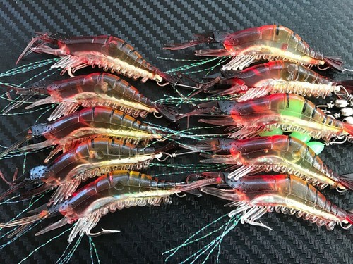 10 x Soft Plastic Fishing Lures Tackle Prawn Shrimp Flathead Bream Cod ...