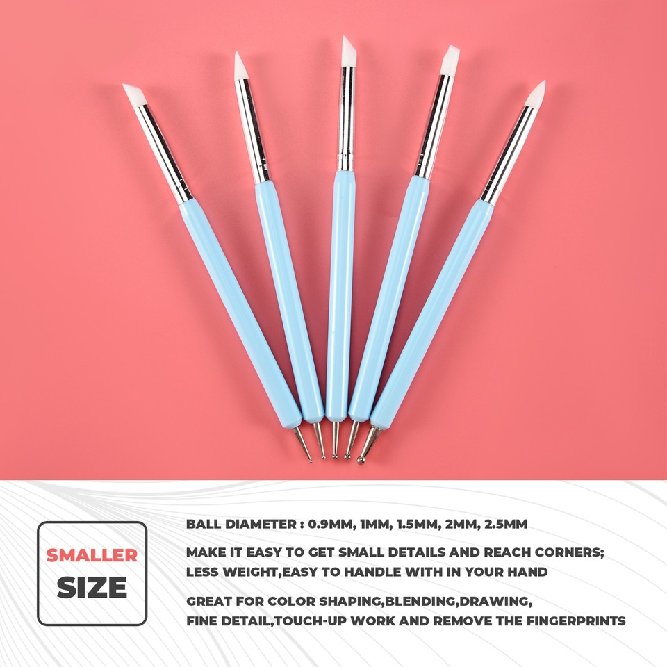 5 X 2 Way Styluses Dotting Tool Silicone Color Shaper Brushes Pen ...