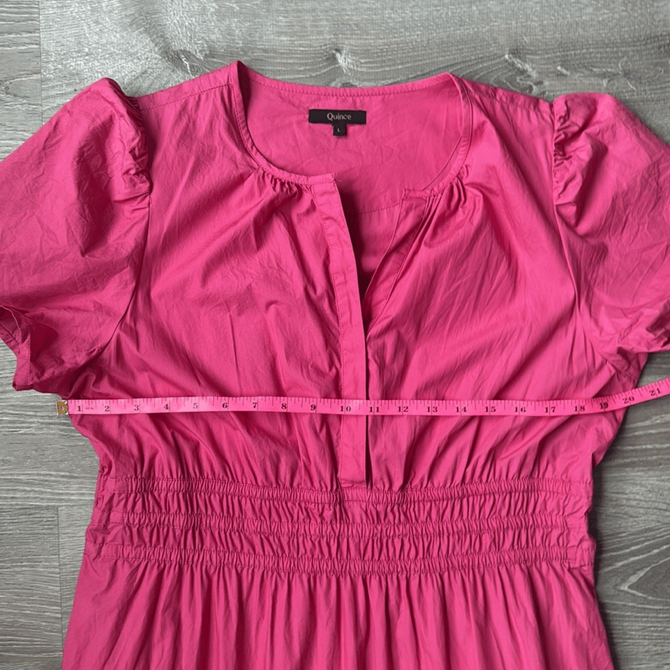 Quince 100% Organic Cotton Poplin Tiered Maxi Dress in Lipstick Pink ...