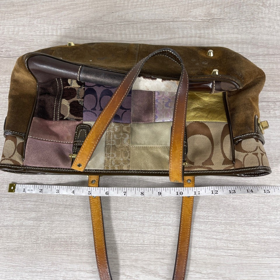 Coach Patchwork Tote Bag Womens Large Brown Multicolor Holiday Gallery ...