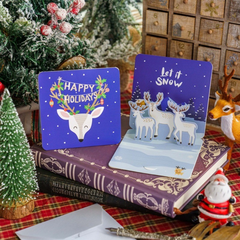 Christmas Greeting Card Vintage Design Holiday Blessing Gift Cards ...